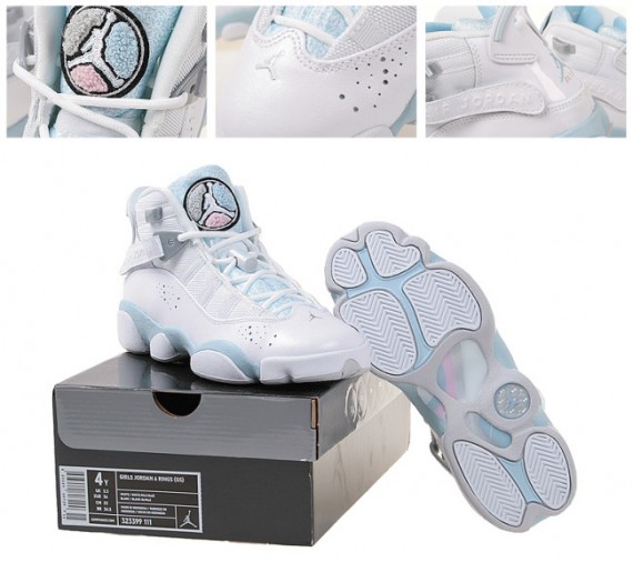 Air Jordan Six (6) Rings - White - Pale Blue - GS - SneakerNews.com