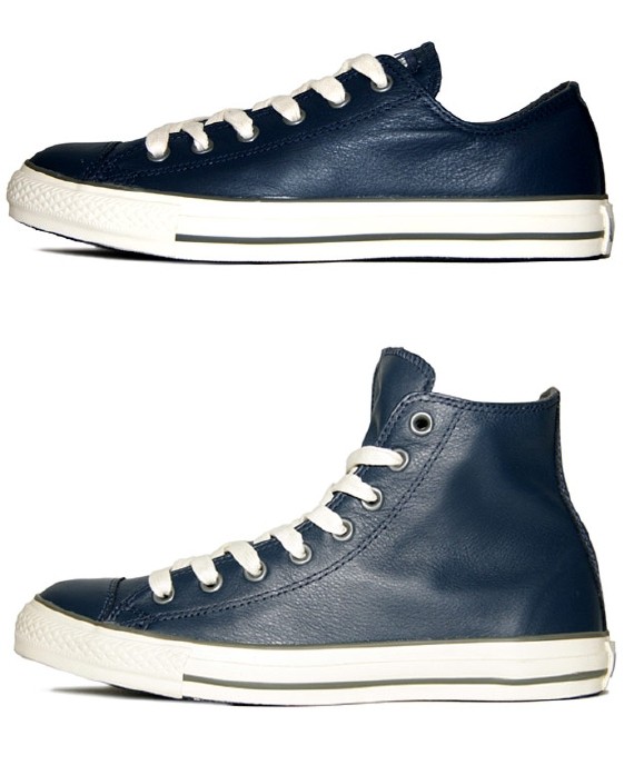 Converse Chuck Taylor - Navy Leather High & Low - SneakerNews.com