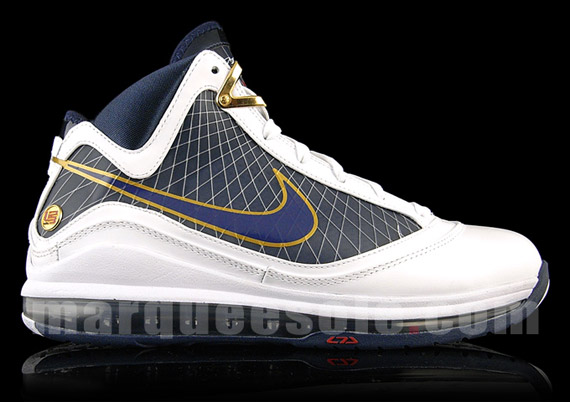 Nike Air Max LeBron VII - White - Navy - Metallic Gold - SneakerNews.com