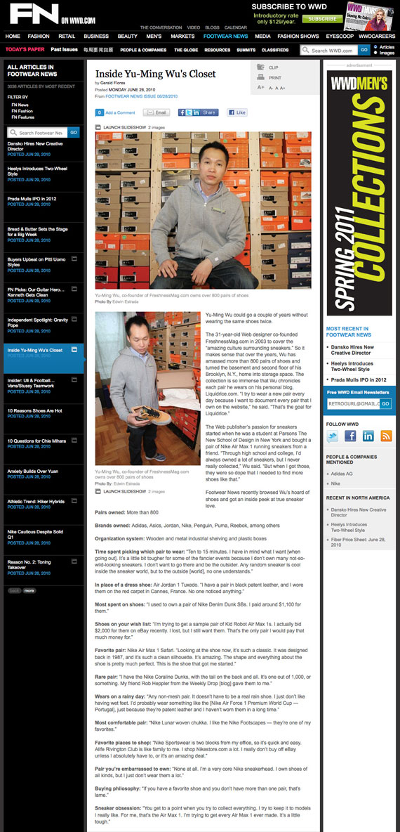Yu-Ming's Sneaker Collection Featured on Footwear News - SneakerNews.com