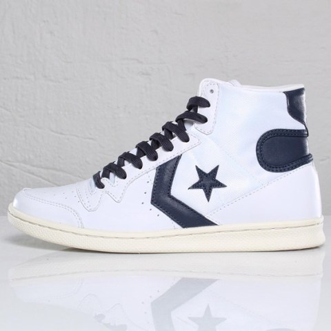 Converse Fast Break Pro Leather Mid - White - Navy - SneakerNews.com