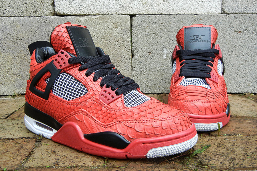 Air Jordan IV "Fire Red Python" Customs by JBF - SneakerNews.com