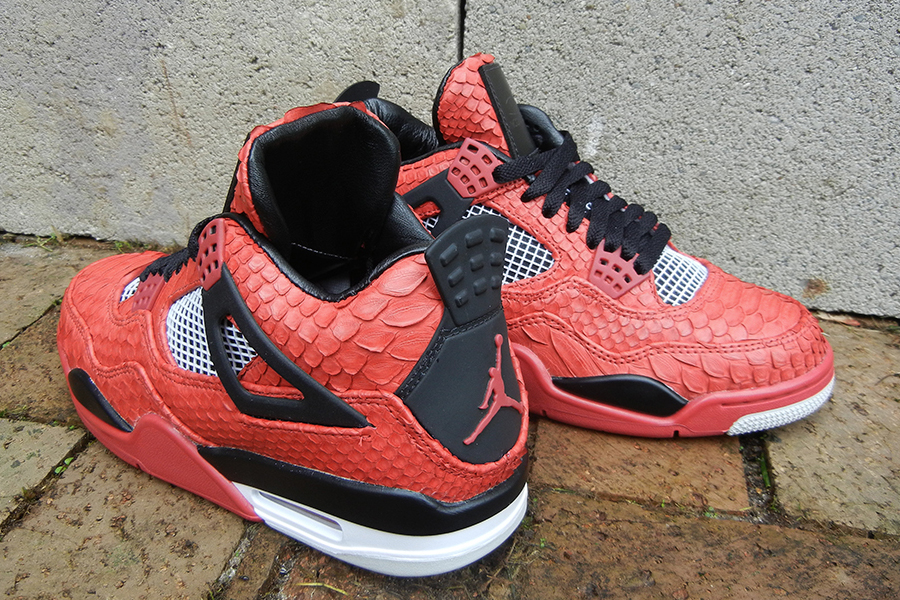 Air Jordan IV "Fire Red Python" Customs by JBF - SneakerNews.com