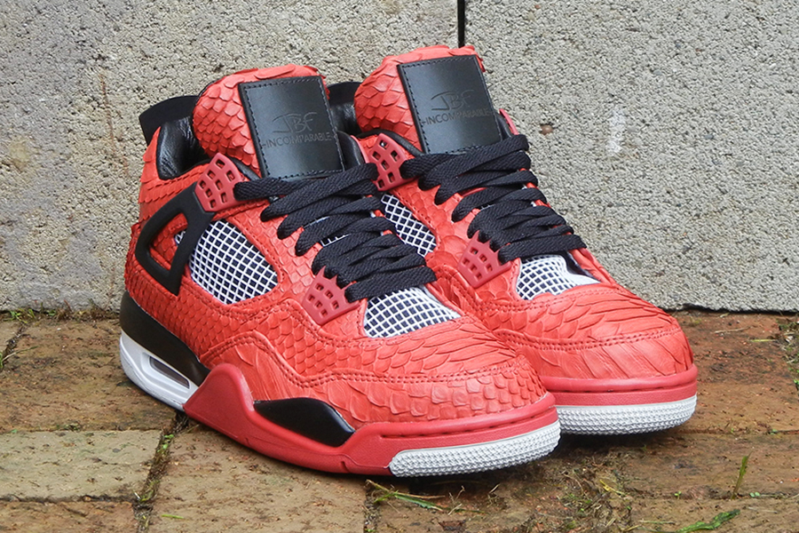 Air Jordan IV "Fire Red Python" Customs by JBF - SneakerNews.com
