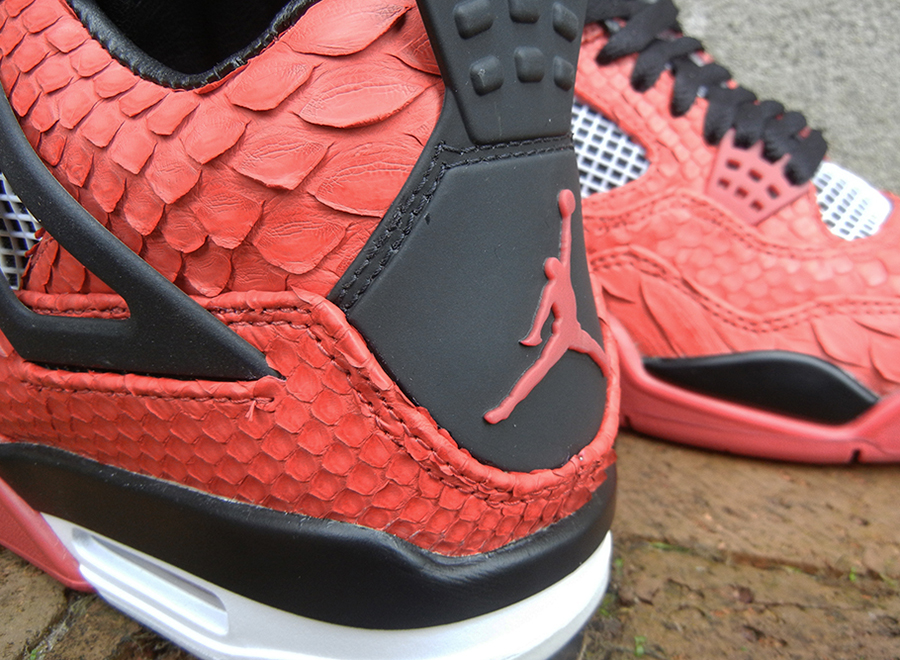 Air Jordan IV "Fire Red Python" Customs by JBF - SneakerNews.com