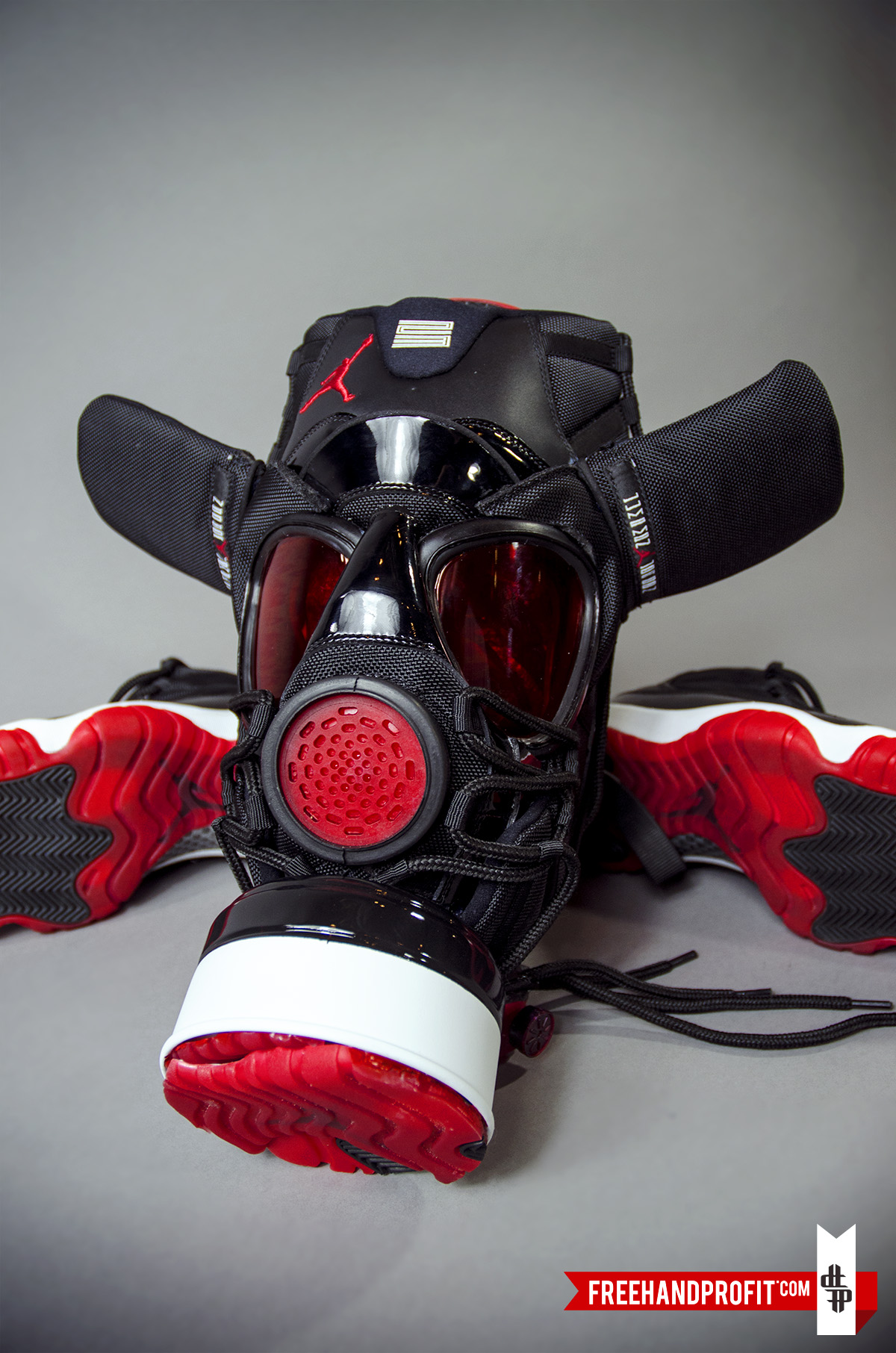 Air Jordan XI "Bred" Gas Mask by Freehand Profit - SneakerNews.com