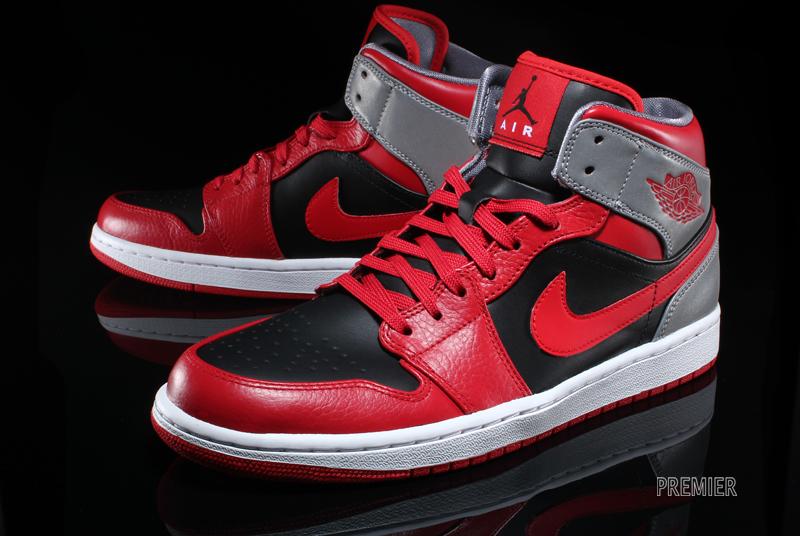 Air Jordan 1 Mid - Fire Red - Black - Cement Grey - Reflective Silver ...