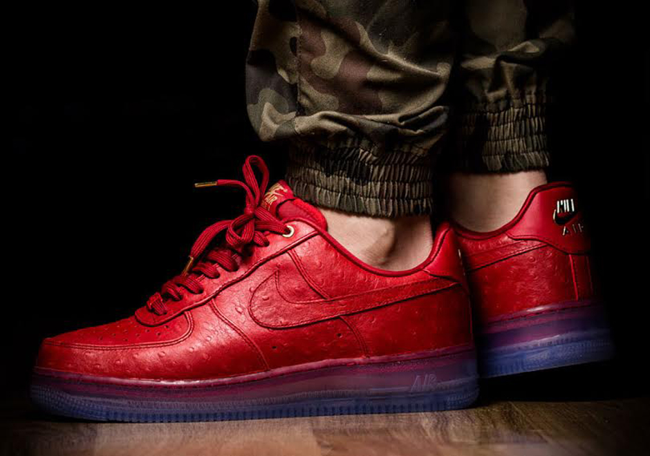 Red Ostrich Uppers On The Nike Air Force 1 - SneakerNews.com