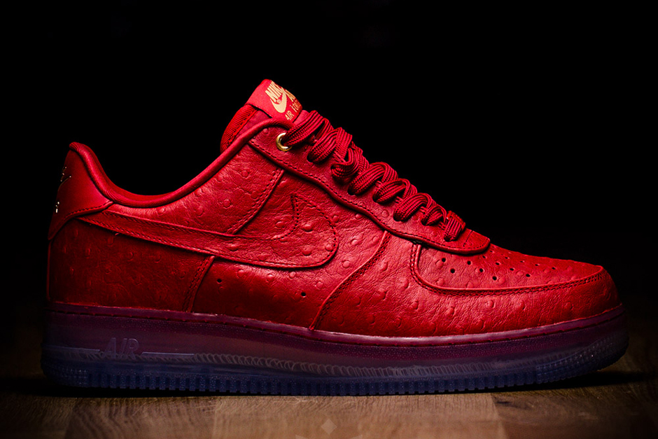 Red Ostrich Uppers On The Nike Air Force 1 - SneakerNews.com