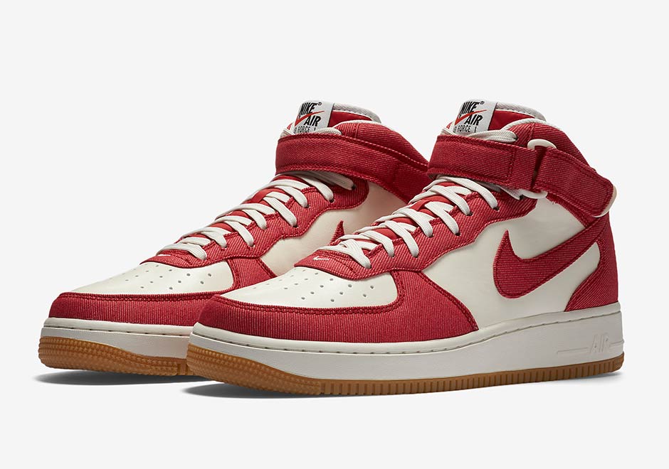 Red Denim Twill Hits The Nike Air Force 1 Mid - SneakerNews.com