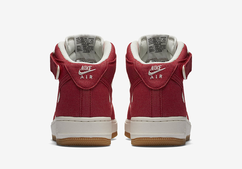 Red Denim Twill Hits The Nike Air Force 1 Mid - SneakerNews.com