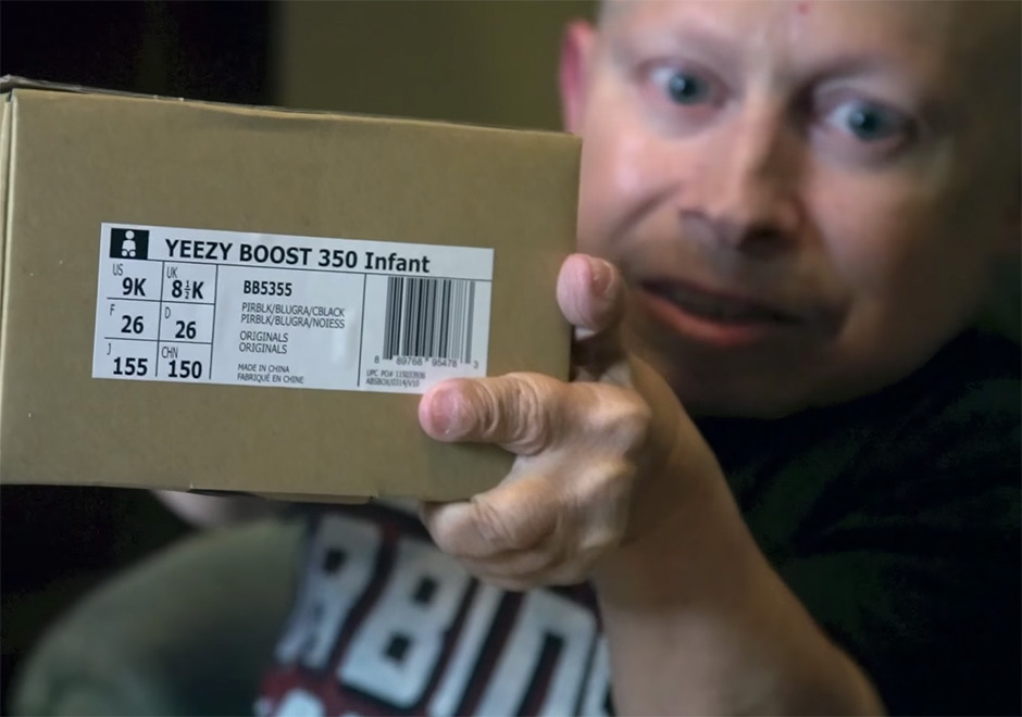 Verne Troyer aka Mini-me Unboxes His Yeezy Boost 350 - SneakerNews.com
