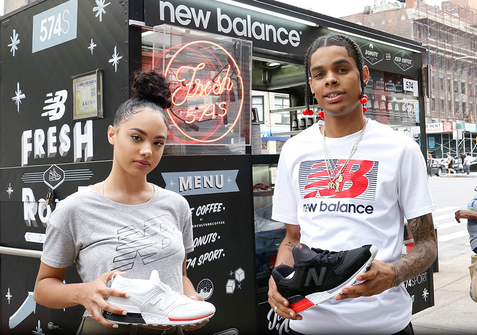 New Balance 574 Sport Coffee Cart NYC | SneakerNews.com