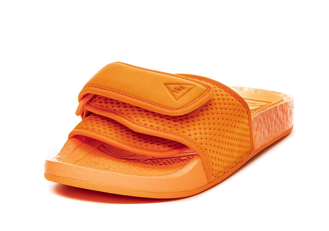 Pharrell Williams adidas BOOST Slides Black Orange | SneakerNews.com