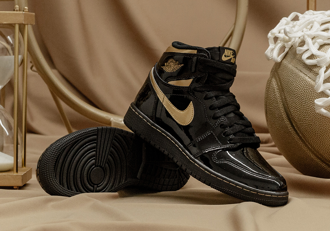Air Jordan 1 Black Gold Patent Leather 555088-032 | SneakerNews.com