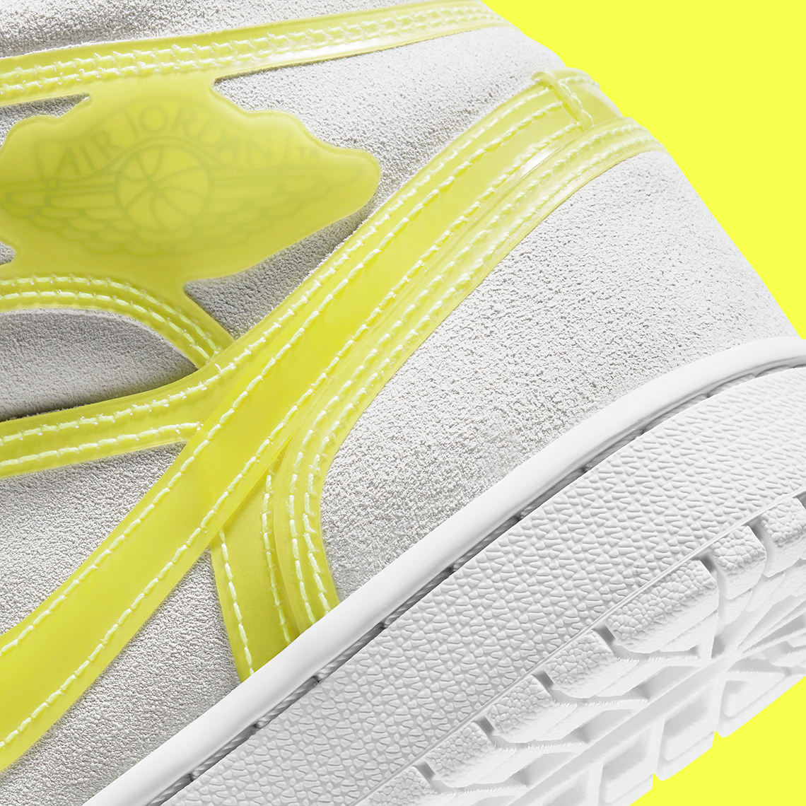 Air Jordan 1 Mid Pairs Off-White Suede And Opti Yellow Cut-Out Overlays ...