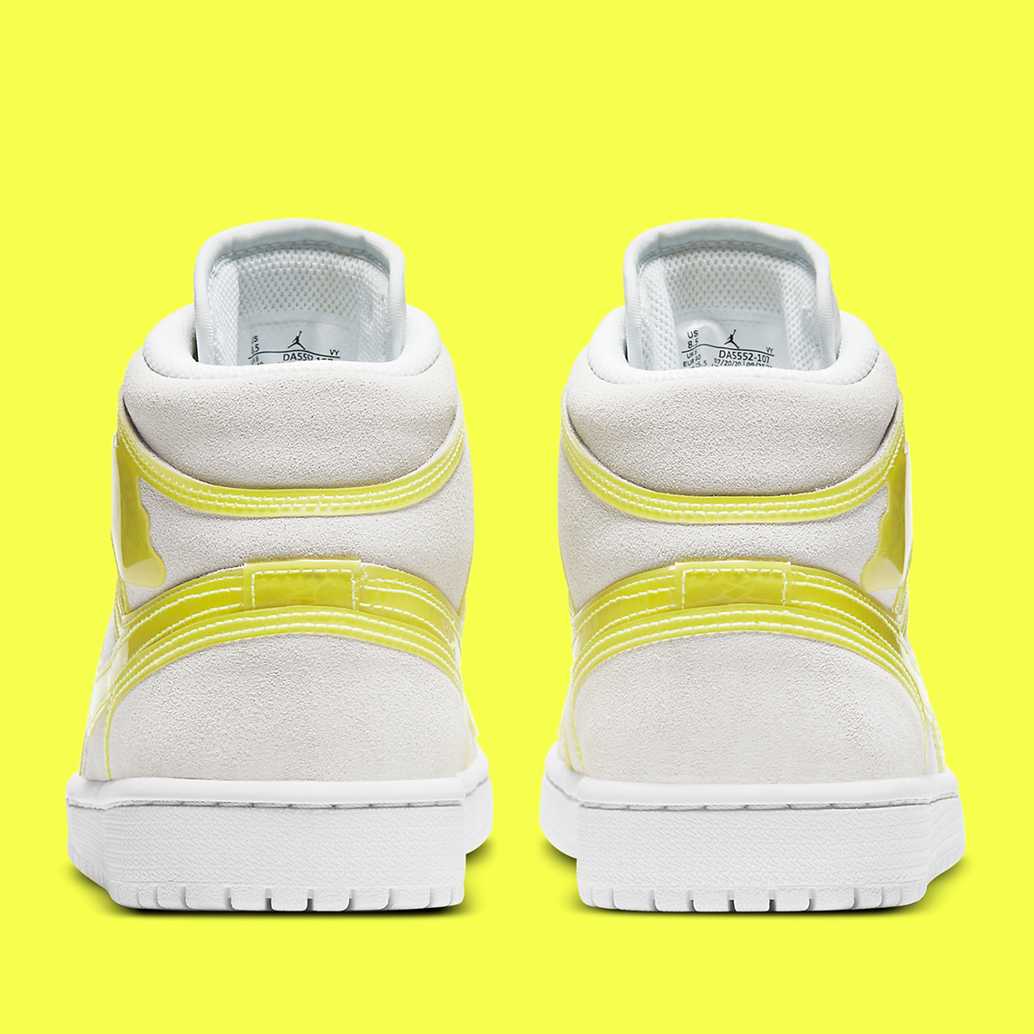 Air Jordan 1 Mid Pairs Off-White Suede And Opti Yellow Cut-Out Overlays ...