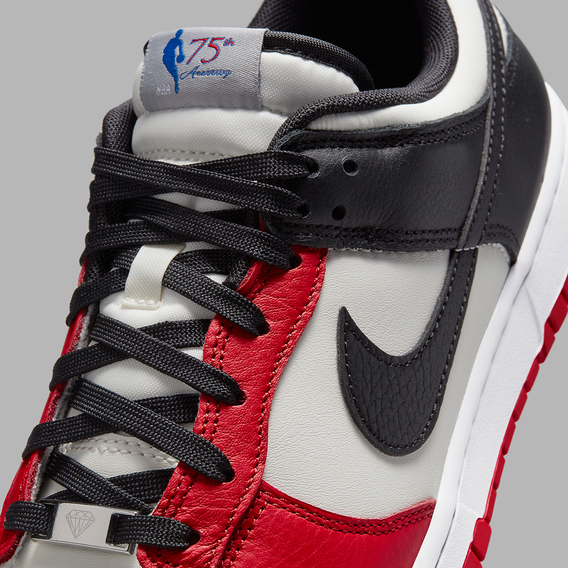 NBA Nike Dunk Low EMB Sail Black Chile Red DD3363-100 | SneakerNews.com