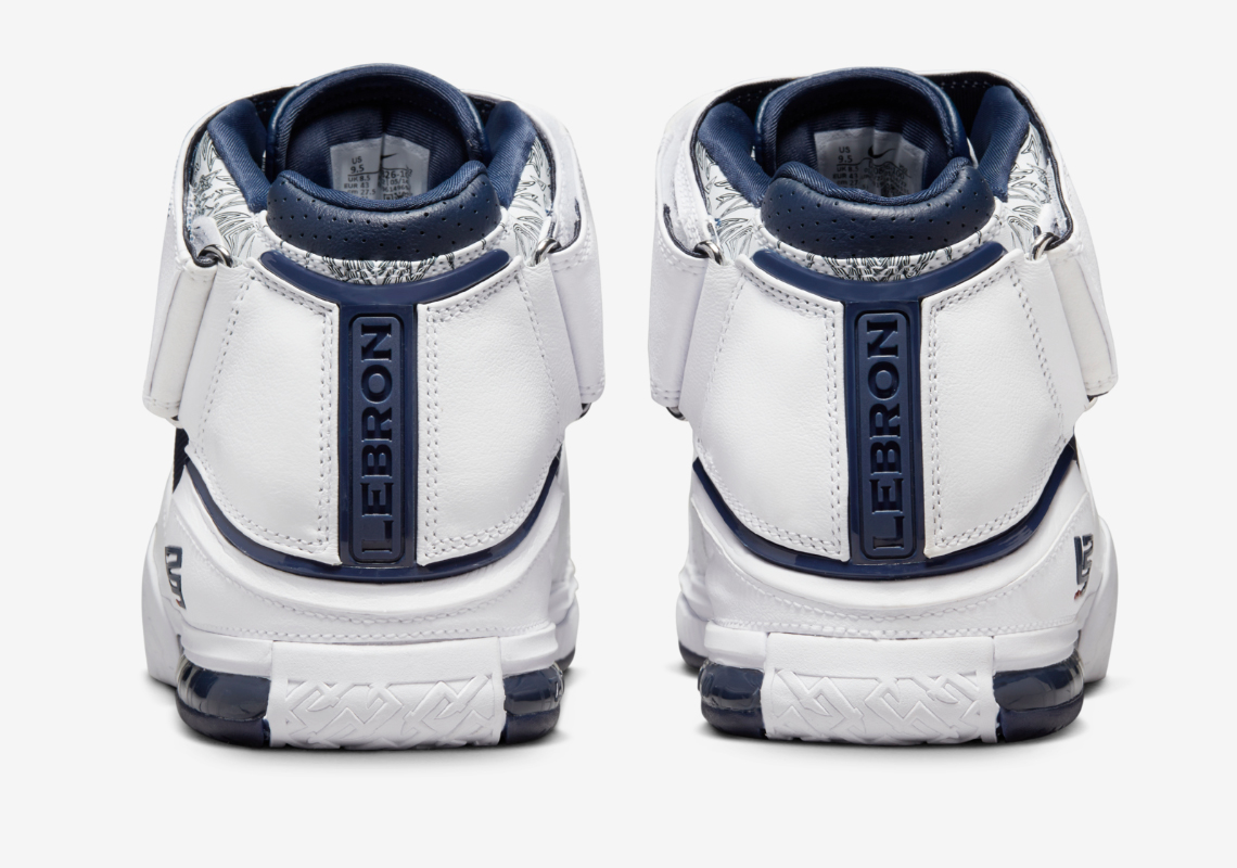 Nike LeBron 2 Retro USA White Midnight Navy Varsity Crimson DR0826-100 ...