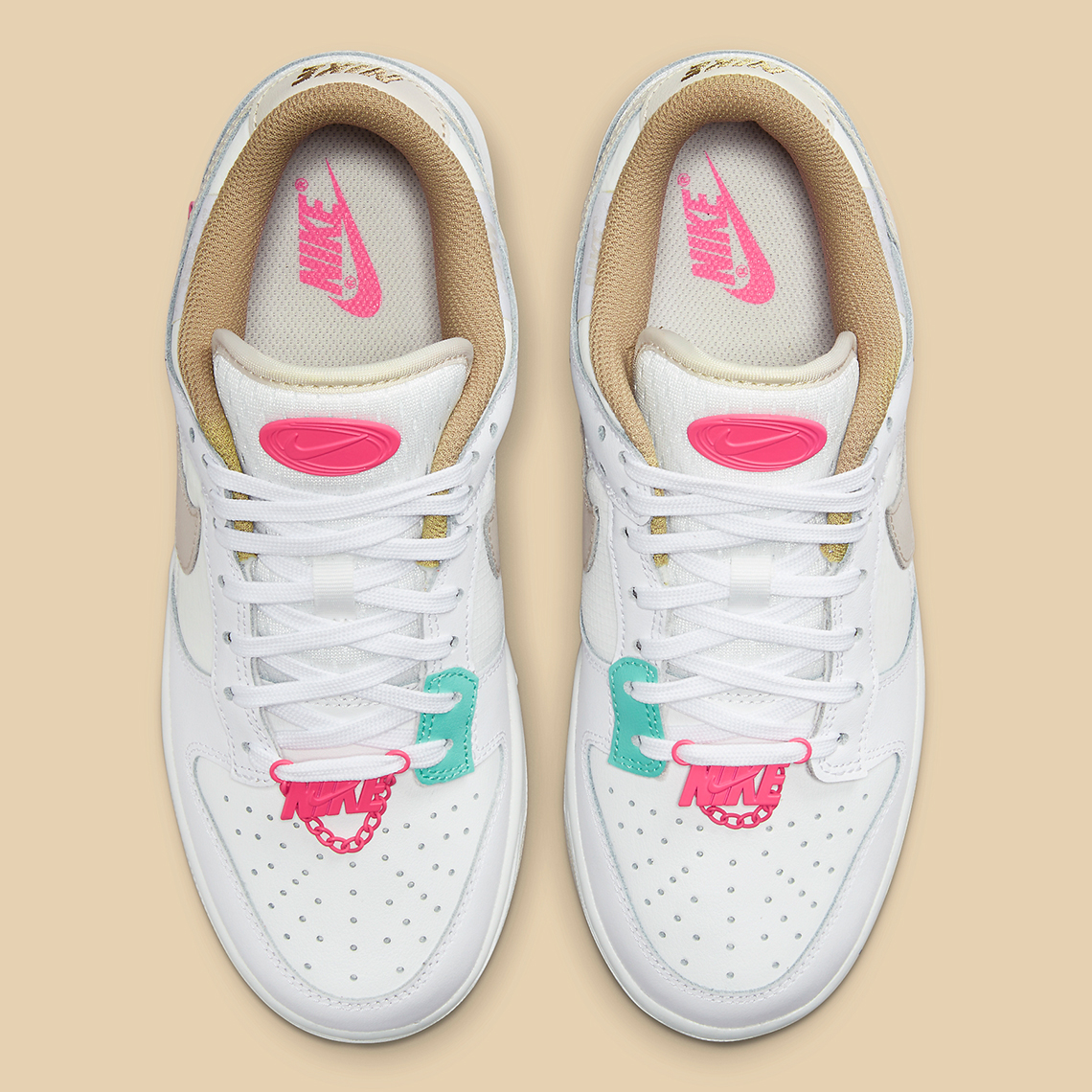 Nike Dunk Low "Bling" White Tan Pink DX6060-121 | SneakerNews.com