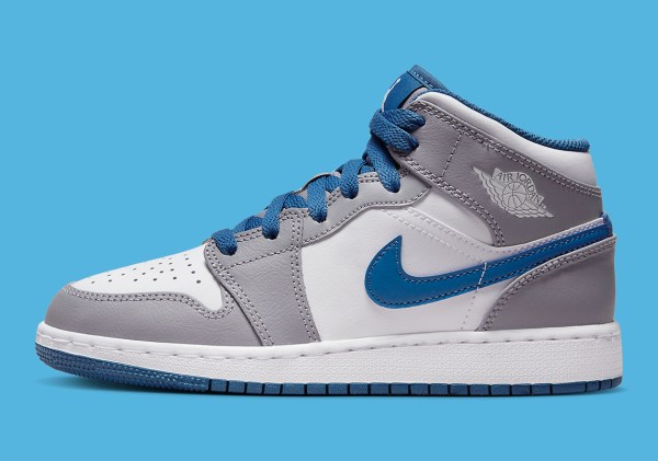 Air Jordan 1 Mid GS "Grey/Blue" DQ8426-014 | SneakerNews.com