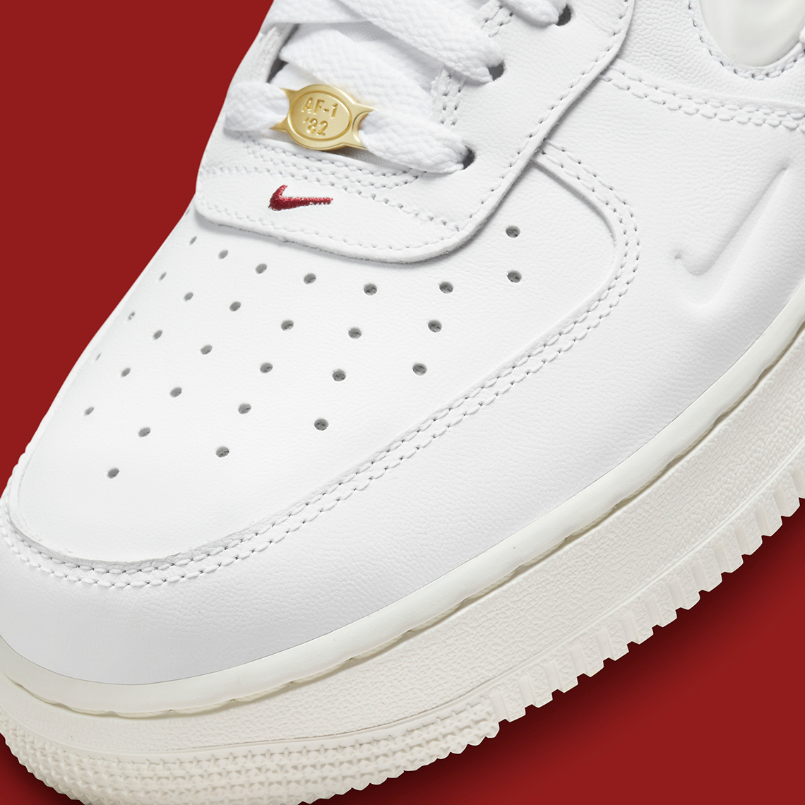 Nike Air Force 1 Premium White Sail Team Red DQ7664-100 | SneakerNews.com