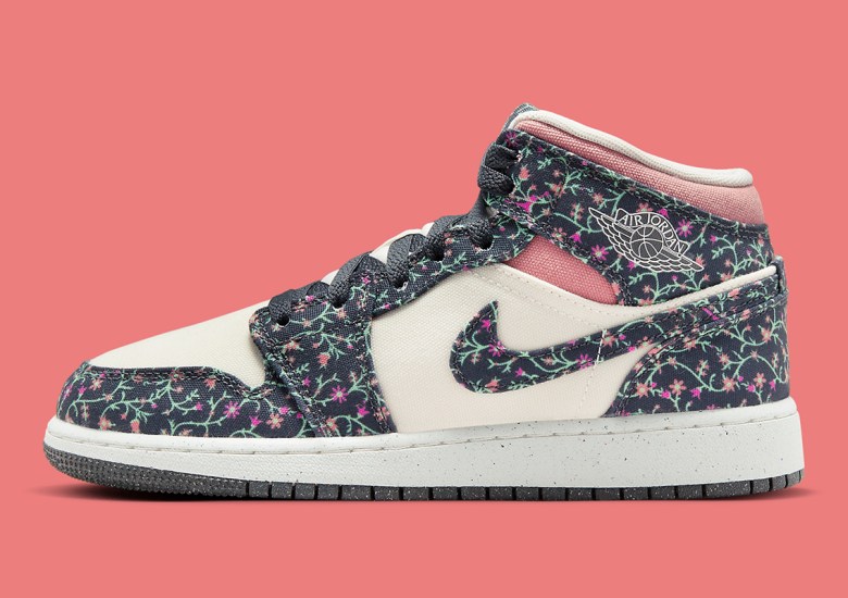 Air Jordan 1 Mid GS Floral Canvas FJ3451-001 | SneakerNews.com