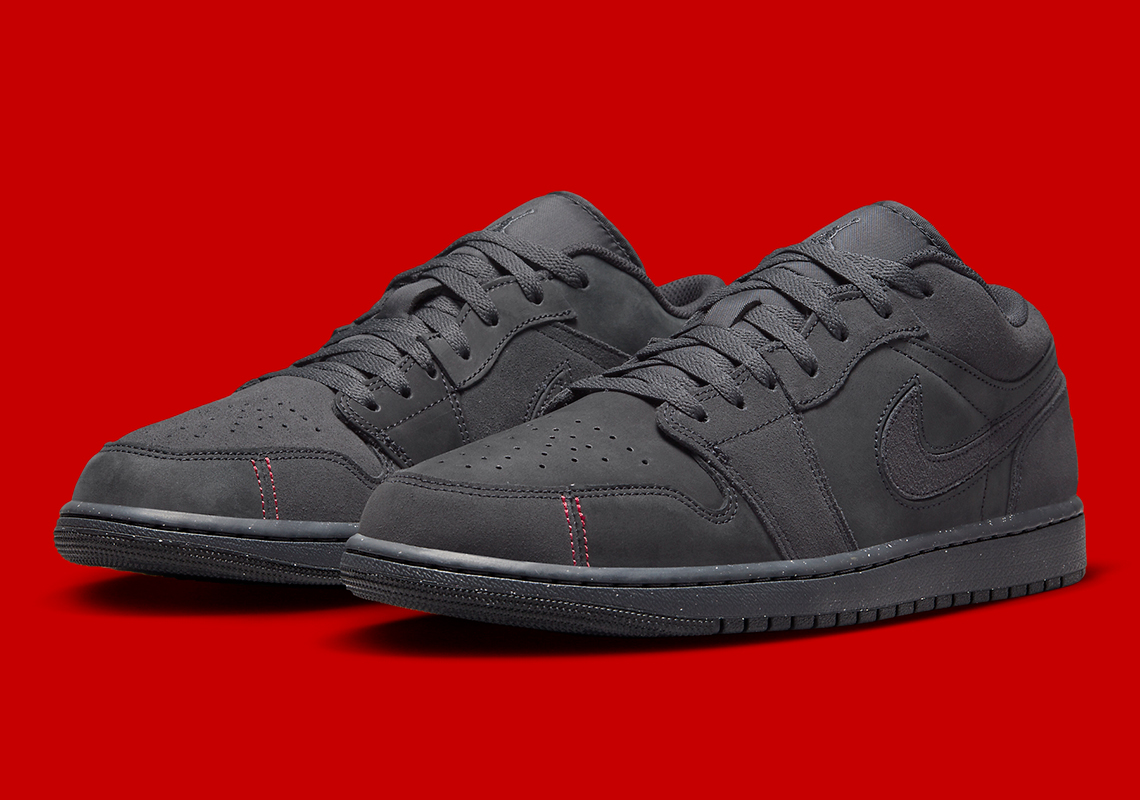 Red Stitching Lands On This Air Jordan 1 Low | Sneaker News