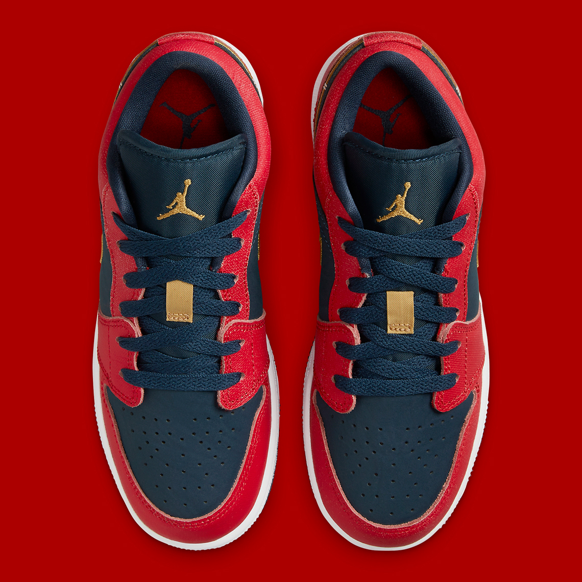 Air Jordan 1 Low "Red/Navy/Gold" FQ7380-400 | SneakerNews.com