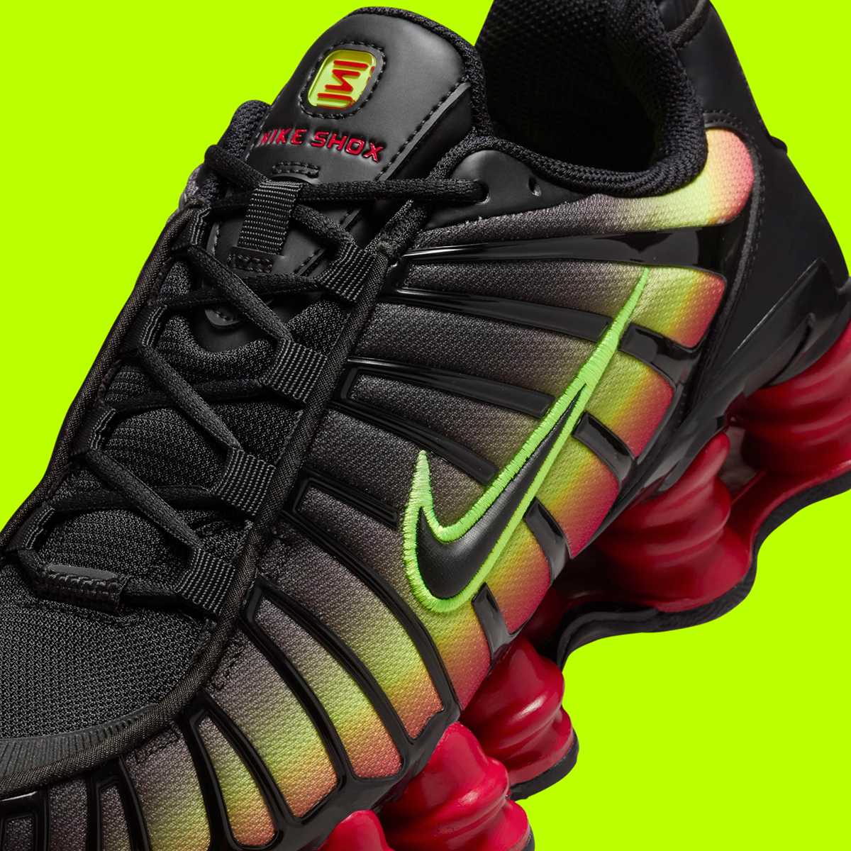 Nike Shox TL Women's "Black/Volt/Fire Red" HJ9609-001 | SneakerNews.com