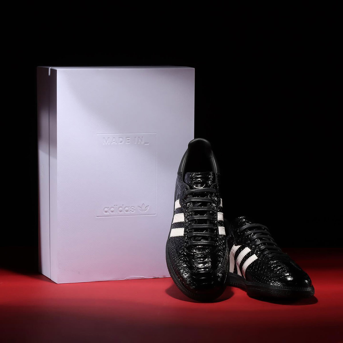 adidas Samba Made In Italy "Black/Croc Skin" IE9120 | SneakerNews.com