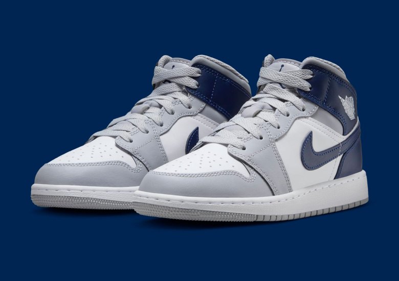 Air Jordan 1 Mid "Grey/Navy/White" DQ8426-102 | SneakerNews.com