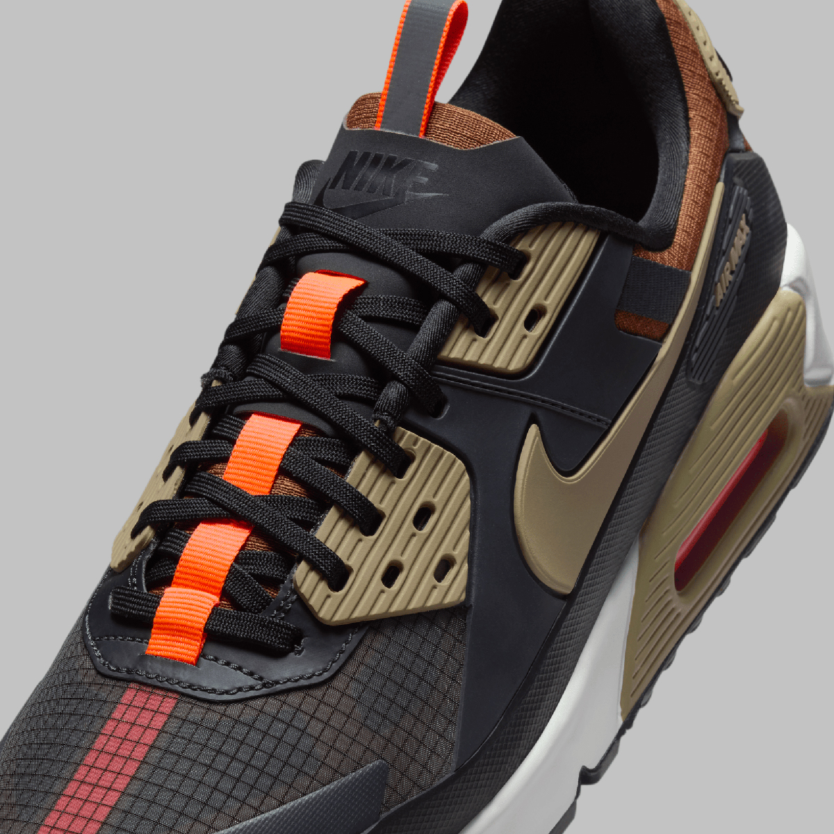 Nike Air Max 90 Drift "Dark Smoke Grey/Black/Hyper Crimson/Khaki ...