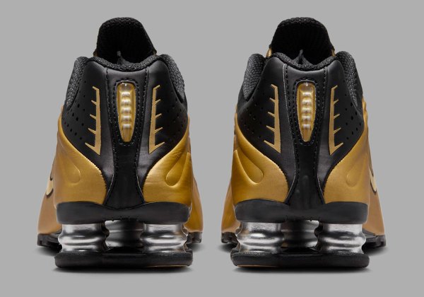 Nike Shox R4 "Black/Gold/Silver" AR3565-005 | SneakerNews.com