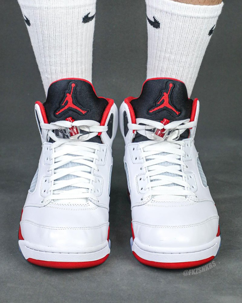 Fire Red Jordan 5 Black Tongue HQ7978-101 | SneakerNews.com