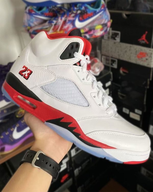 Fire Red Jordan 5 Black Tongue HQ7978-101 | SneakerNews.com