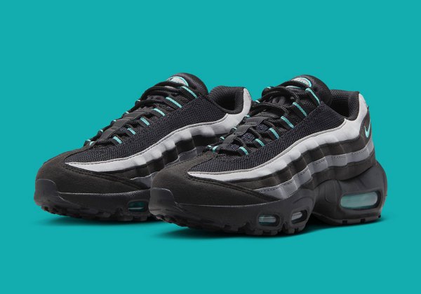 Nike Air Max 95 GS "Black/Cool Grey/Light Smoke Grey/Aurora Green ...